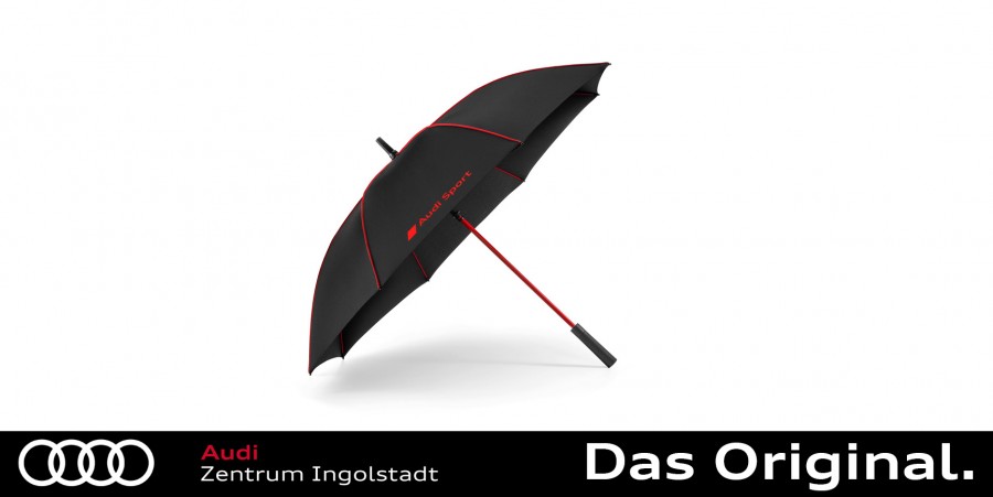 Original Audi Sport Stockschirm / Regenschirm, schwarz/rot, groß ...