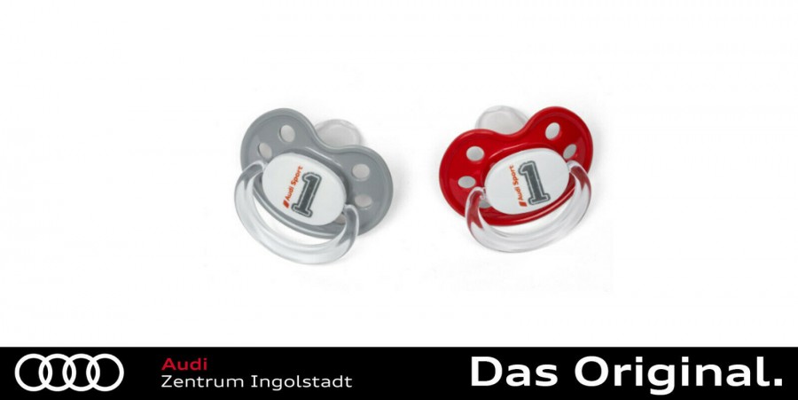 Original Audi Sport Schnuller 2er-Set mit Band, Baby, grau/rot ...